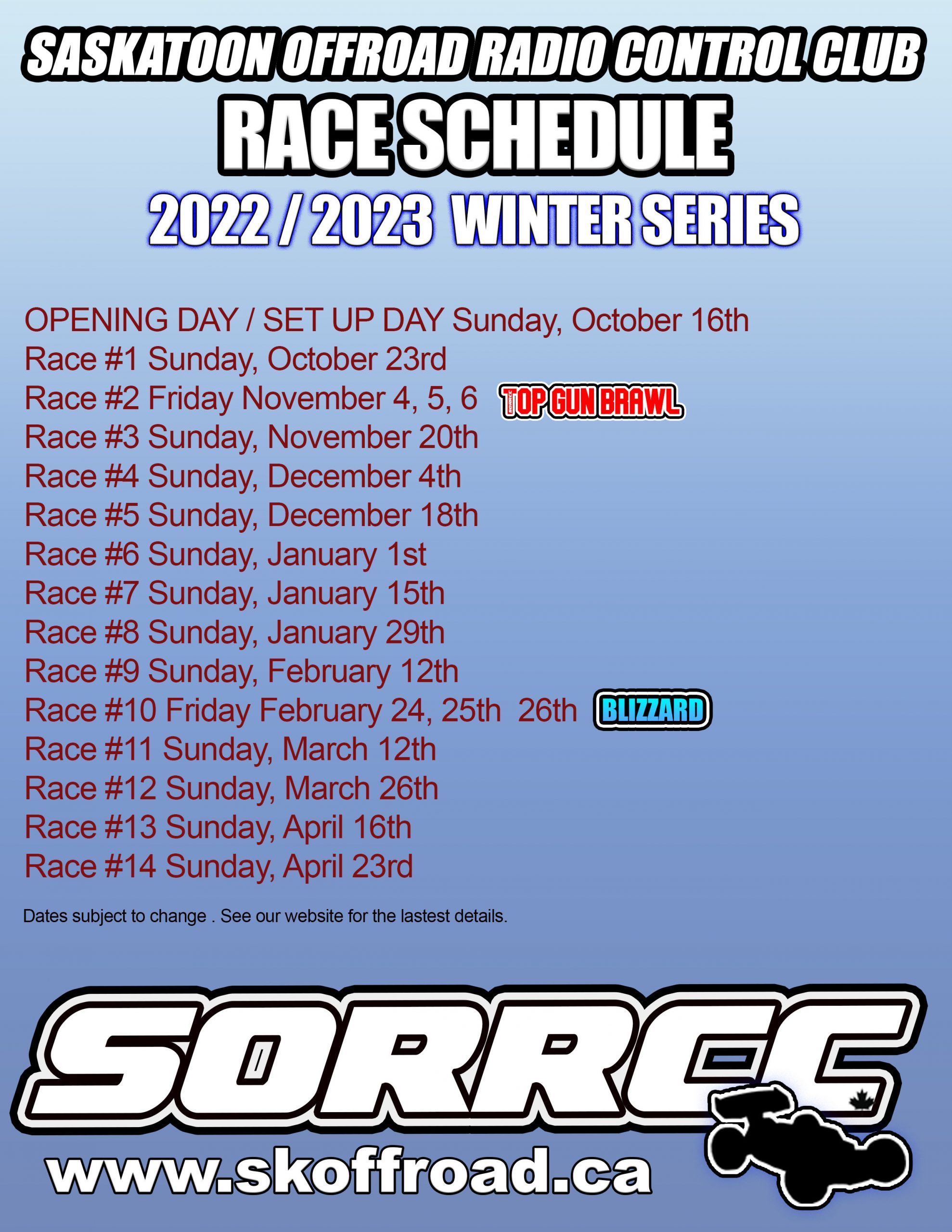 Winter Schedule – SORRCC